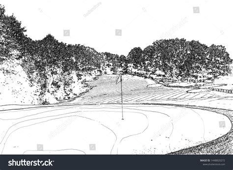 Golf Course Landscape Black White Over 27604 Royalty Free Licensable