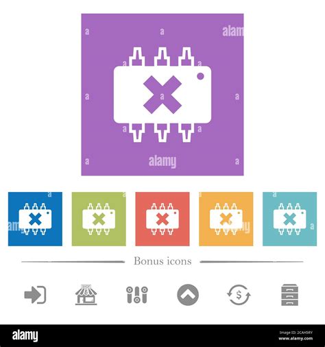 Hardware Failure Flat White Icons In Square Backgrounds Bonus Icons Included Stock Vector
