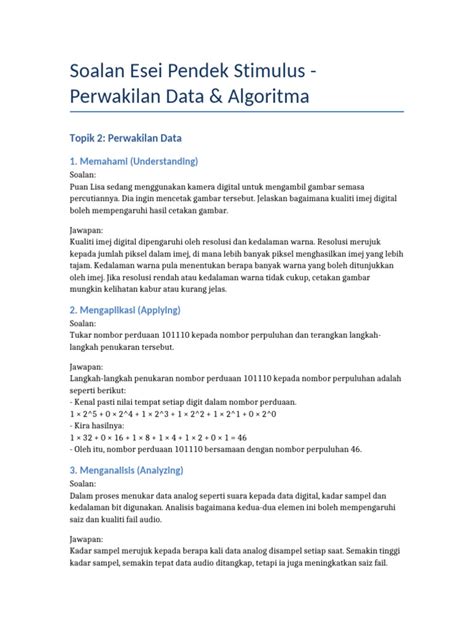 Soalan Esei Perwakilan Data Algoritma Pdf Soalan Esei Perwakilan Data Algoritma Pdf