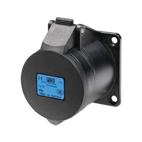 Pce 32a 230v 2p E Black Panel Socket 323 6x