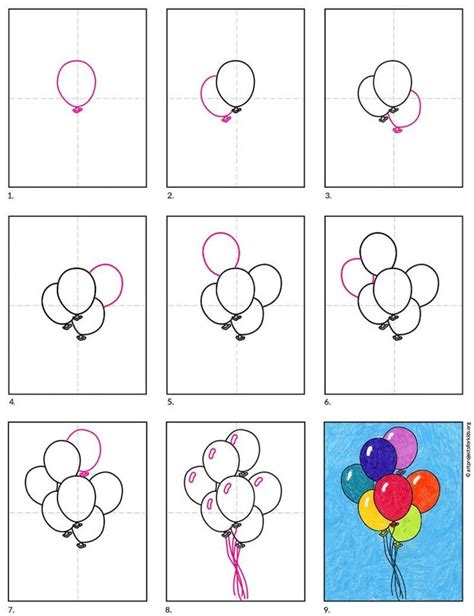 Step By Step Instructions To Draw Balloons