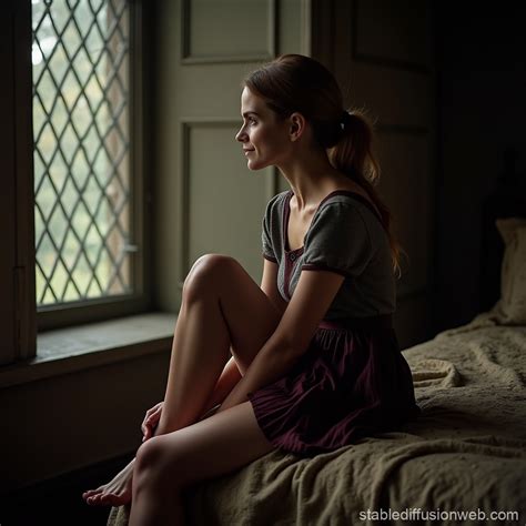 Emma Watson As Hermione Granger In A Gold Robe On A Gold Background