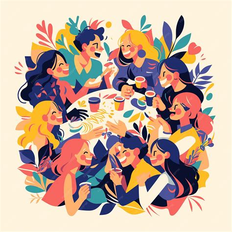 Friends Having A Coffee Shop Meetup Premium Ai Generated Vector