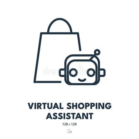 Virtual Shopping Assistant Icon Chatbot E Commerce Robot Editable Stroke Vector Icon Stock
