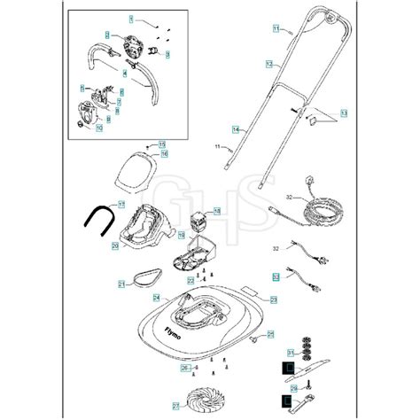 Flymo Turbo Lite 400 2008 03 Lawn Mower Main Assembly Ghs