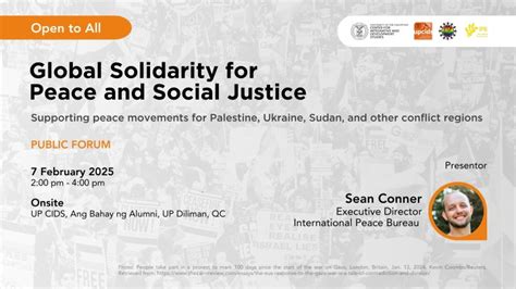 Global Solidarity For Peace And Social Justice Supporting Peace
