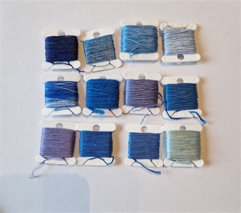 Blue Embroidery Thread Bundle Fibre Art Bundle Cross Stitch Or