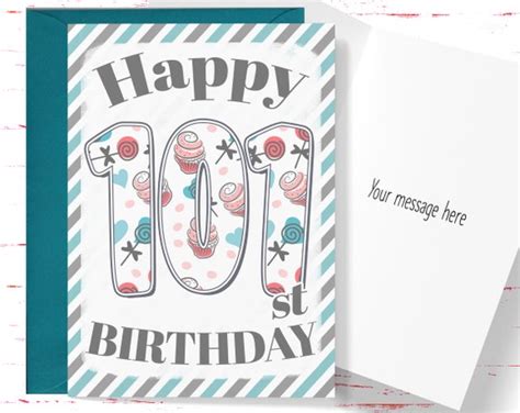 Happy 101st Birthday Card Cute Birthday Card For 101 Year Old Etsy