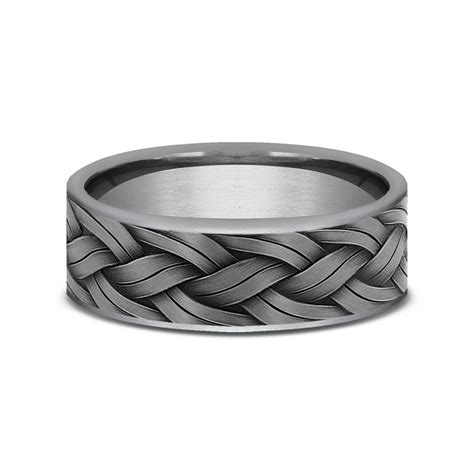 The Rope Mens Wedding Band In Grey Tantalum 7mm Width By Tantalum