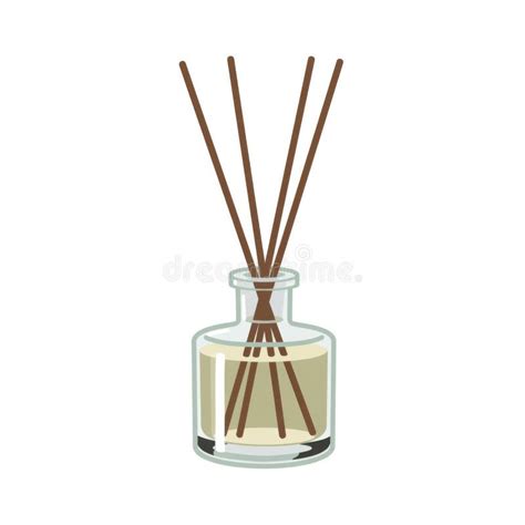 Reed Diffuser With Brown Sticks In Clear Glass Bottle Stock