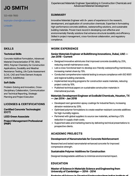 Chemical Engineer Resume Examples Industry Specific Templates