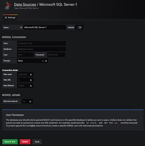 Grafana Database Configuration