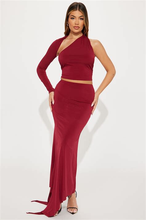 Rylee Skirt Set Burgundy Fashion Nova