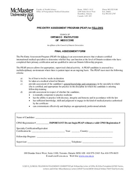 Fillable Online Pre Entry Assessment Program Peap Definition