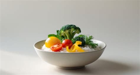 Rice Bowl Topped With Assorted Vegetable Stock Image Image Of
