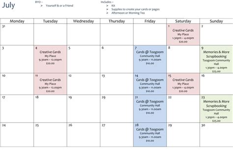 July Classes Vicky Wright