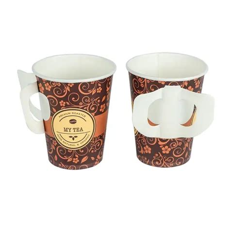 9oz Plastic Free Coffee Paper Cup With Handle Disposable Coffee Paper