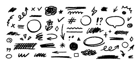 Premium Vector Collection Of Hand Drawn Simple Decorative Elements Doodle Shapes And Squiggles