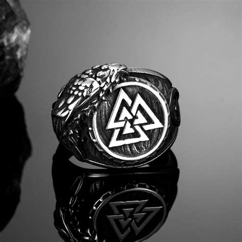 Odins Raven And Valknut Ring