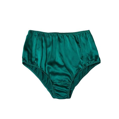 Set Of Two Pure Mulberry Silk French Cut Panties High Waist In Emerald Green Soft Strokes