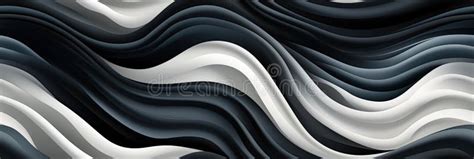 Wavy Abstract Pattern Texture With Black And White Waves Lines On
