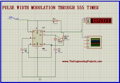 pulse width modulation using 555 timer in proteus the engineering