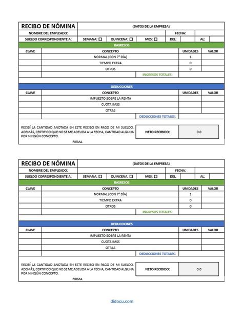 Plantilla Para Llenar Un Recibo De Nómina Fácilmente En Word Y Pdf