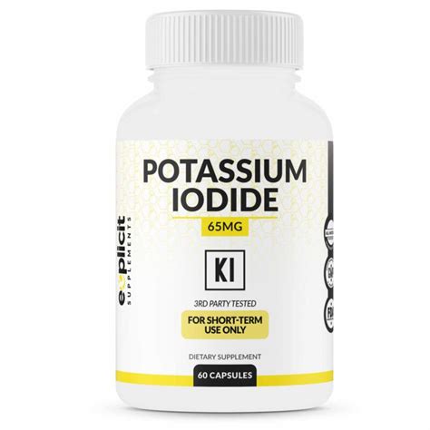 Potassium Iodide 65mg Dose 60 Servings Thyroid Support And Defense Sirius Survival