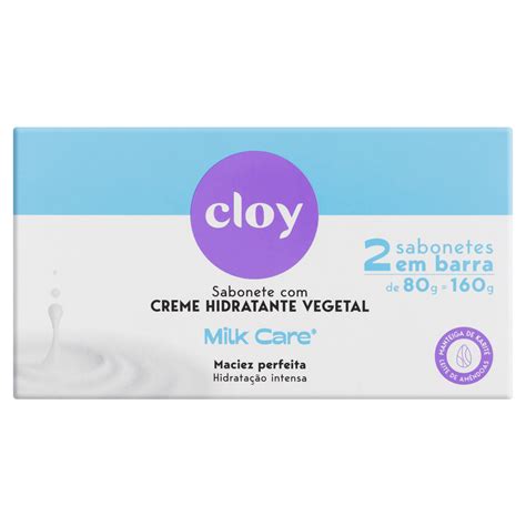 Sabonete Barra Milk Care 2x80g Hidratante Vegetal Cloy Drogaria Rosário
