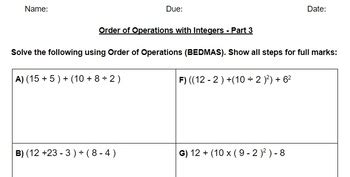 Results For Bedmas Worksheet Tpt