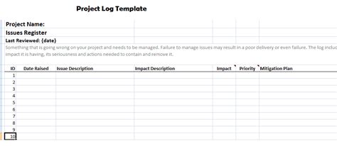 23 Free Project Log Templates In Word Excel Pdf