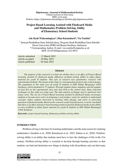 pdf project based learning assisted with flashcard media and