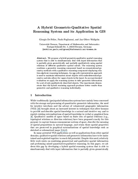 Pdf A Hybrid Geometric Qualitative Spatial Reasoning System And Its