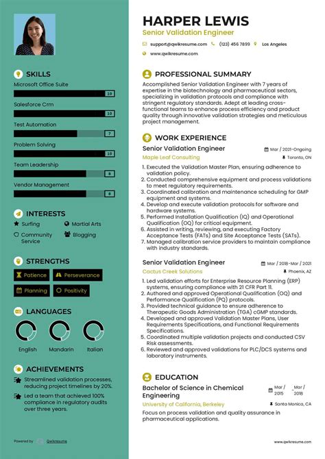 10 Senior Validation Engineer Resume Samples And Templates For 2025
