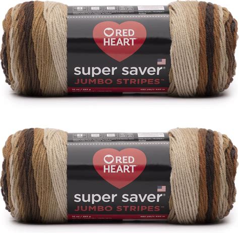 Red Heart Super Saver Jumbo Latte Stripe 2 Pack 10oz283g Acrylic 4