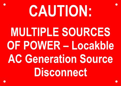 7x5 Caution Multiple Sources Of Power Plastic Solar Labels Pv 499