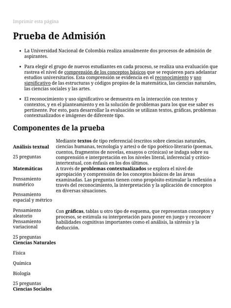 Proceso De Admisión En La Unal 2023 Pdf Análisis Science