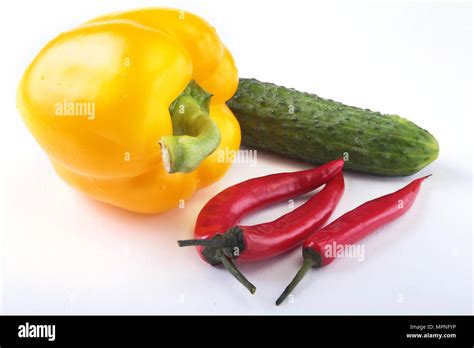 Assorted Vegetables Fresh Bell Pepper Chilli Pepper And Cucumber