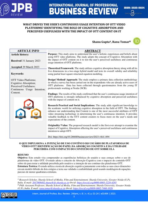 Pdf What Drives The Users Continuous Usage Intention Of Ott Video Platforms Identifying The