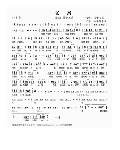 筷子兄弟【父亲】歌曲曲谱歌谱简谱下载【风雅颂歌谱网】动态伴奏演唱演奏视唱简谱歌谱曲谱高质量图片pdf下载网