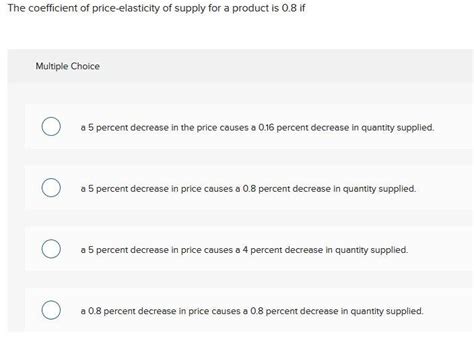 Solved The Coefficient Of Price Elasticity Of Supply For A