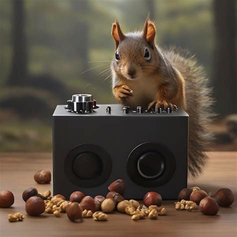 Premium Photo Squirrel Counting Nuts In Front Of A Subwoofer Ai
