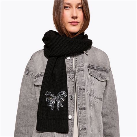 Belgravia Bow Scarf Black Knitted Scarf By Kurt Geiger London