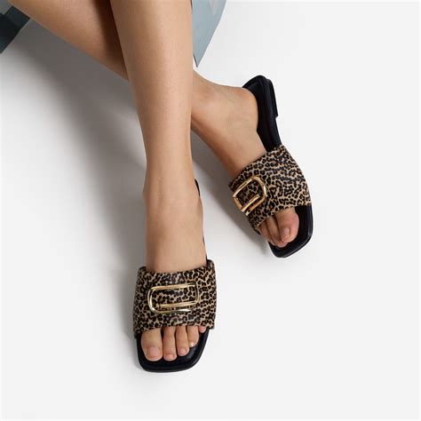 Freya Slide Sandal Cheetah Print Nz Nicole Rebstock