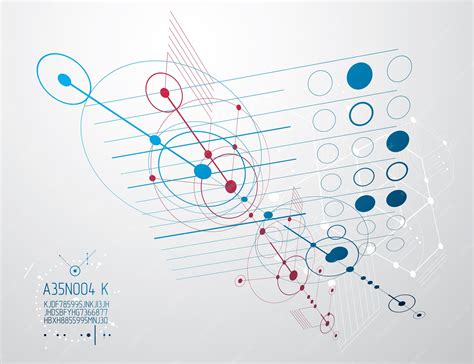 Sơ đồ Cơ Khí Bản Vẽ Kỹ Thuật Vector Với Các Vòng Tròn Và Bộ Phận Hình