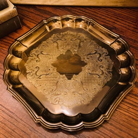 Vintage Brass Rectangular Tray Etsy