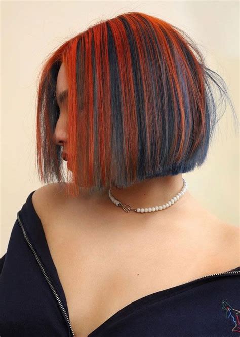 30 Best Hair Colour Ideas For Bob Cut Navy And Burnt Orange Bob Dark Hair Bob Hairstyles