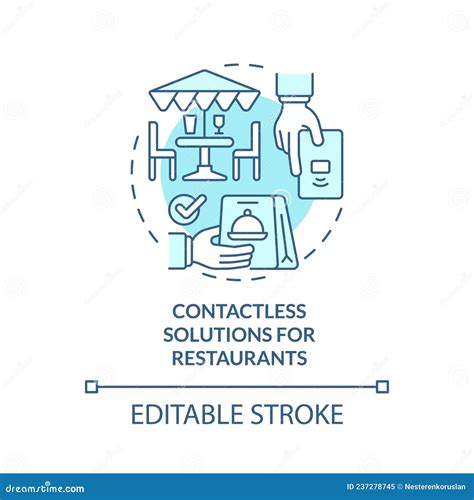 Contactless Solutions For Restaurant Turquoise Concept Icon Stock Vector Illustration Of