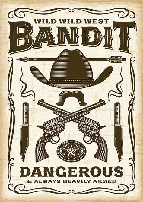 Vintage Wild West Bandit Poster Vintage Alcohol Labels Katharine