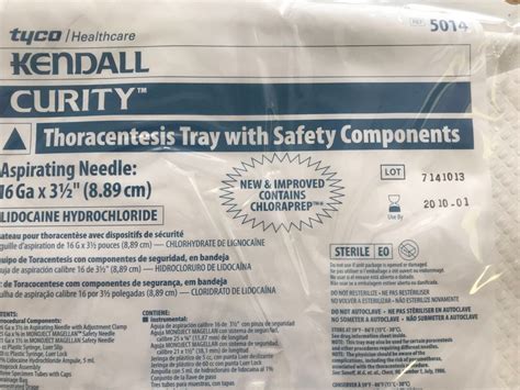 New Tyco 5014 Kendall Curity Thoracentesis Tray W Safety Components